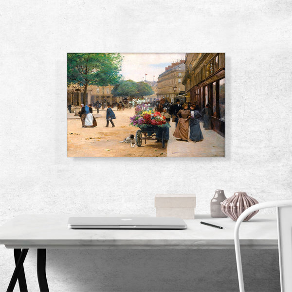 ARTCANVAS Flower Seller Place Of French Comedy On Canvas by Victor Gilbert Print | Wayfair